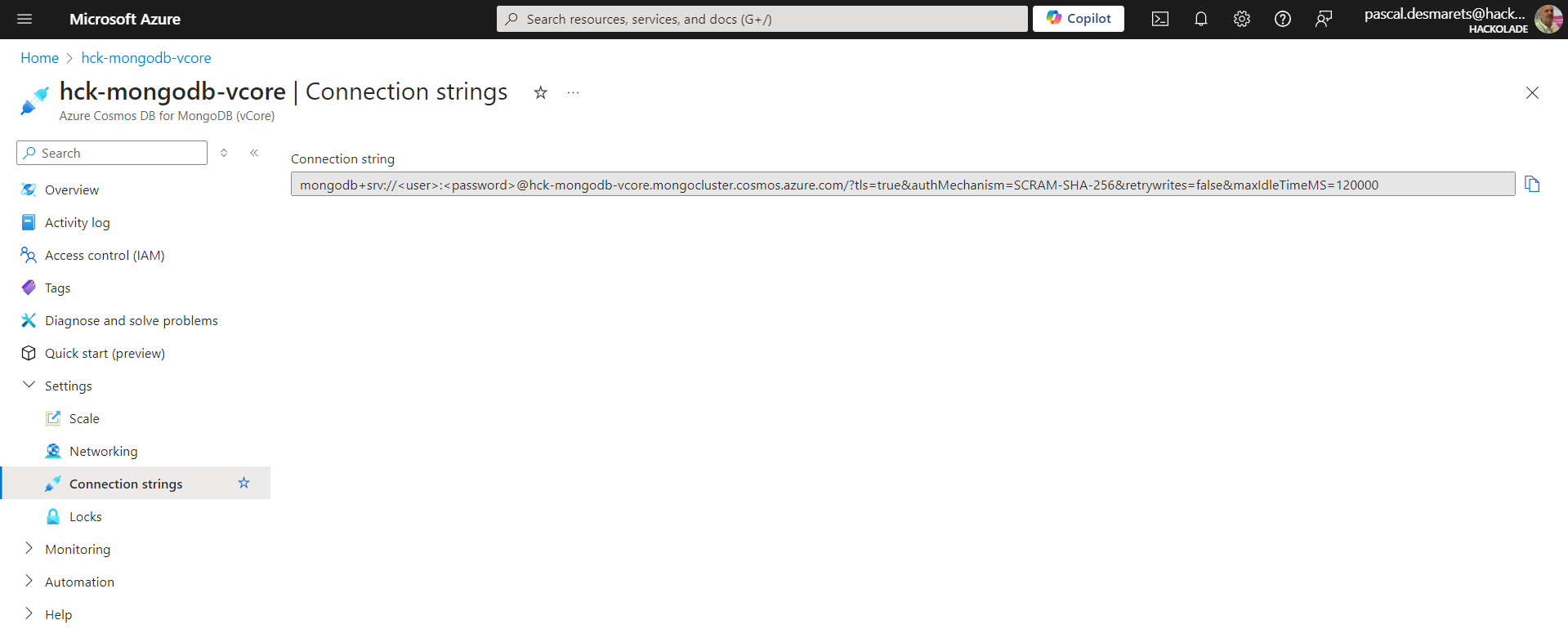 Azure Cosmos DB vCore